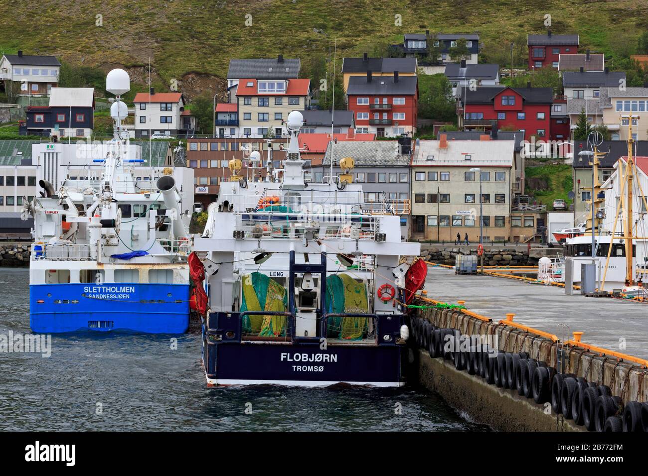 Fishing boats, Honningsvag Town,Mageroya Island, Finnmark County ...