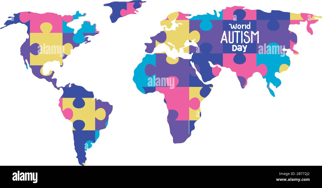world autism day with map of puzzle pieces Stock Vector Image & Art - Alamy