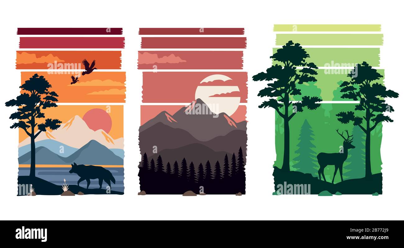 Birds and landscapes Stock Vector Images - Alamy