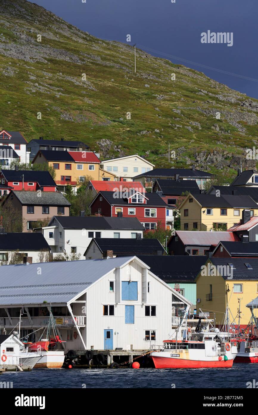 Fishing boats, Honningsvag Town,Mageroya Island, Finnmark County ...