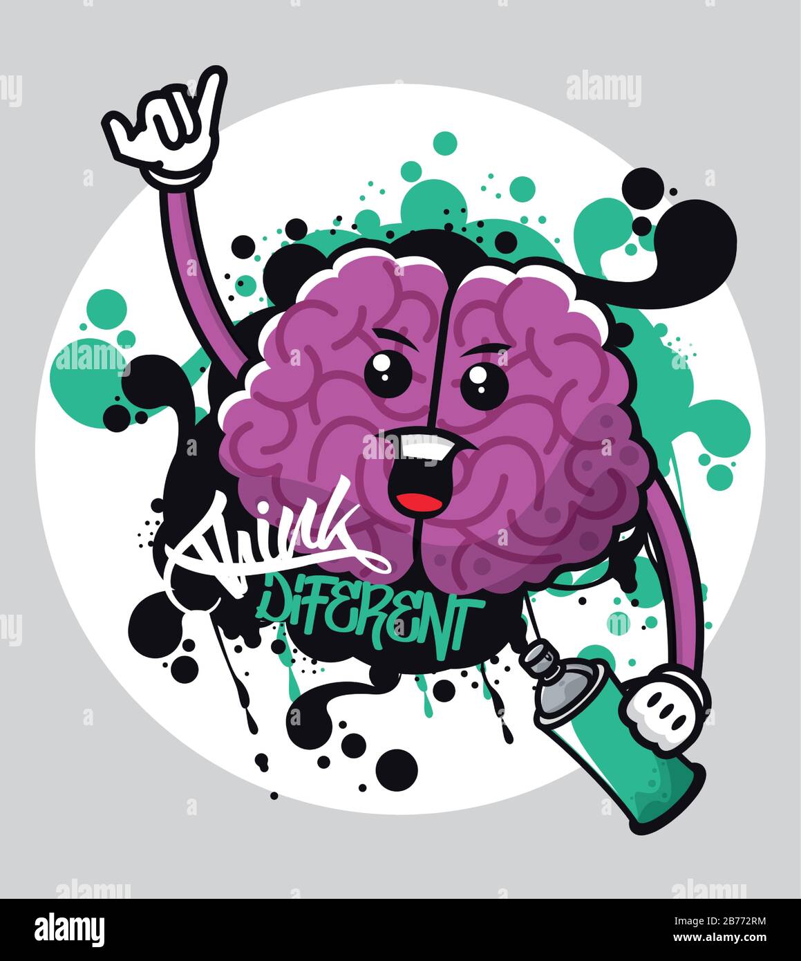 graffiti urban style poster with brain character Stock Vector Image ...