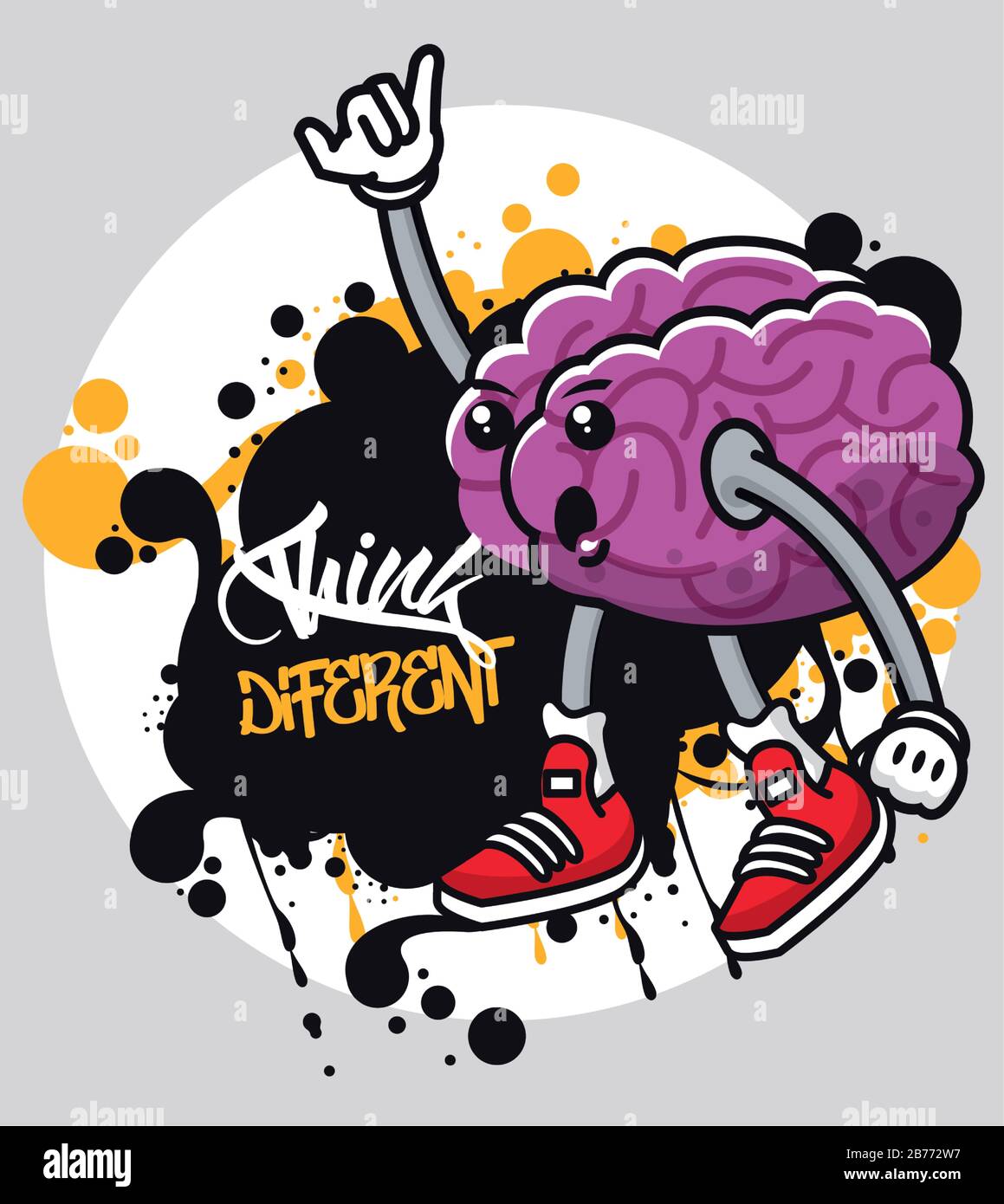 graffiti urban style poster with brain character Stock Vector Image ...