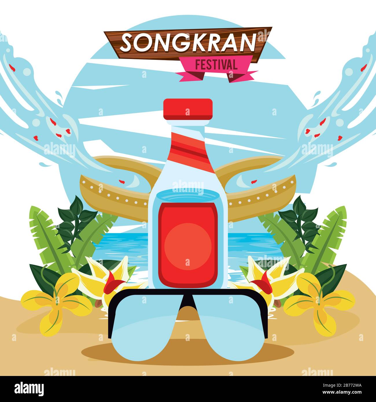 Songkran water festival tourist Stock Vector Images - Alamy