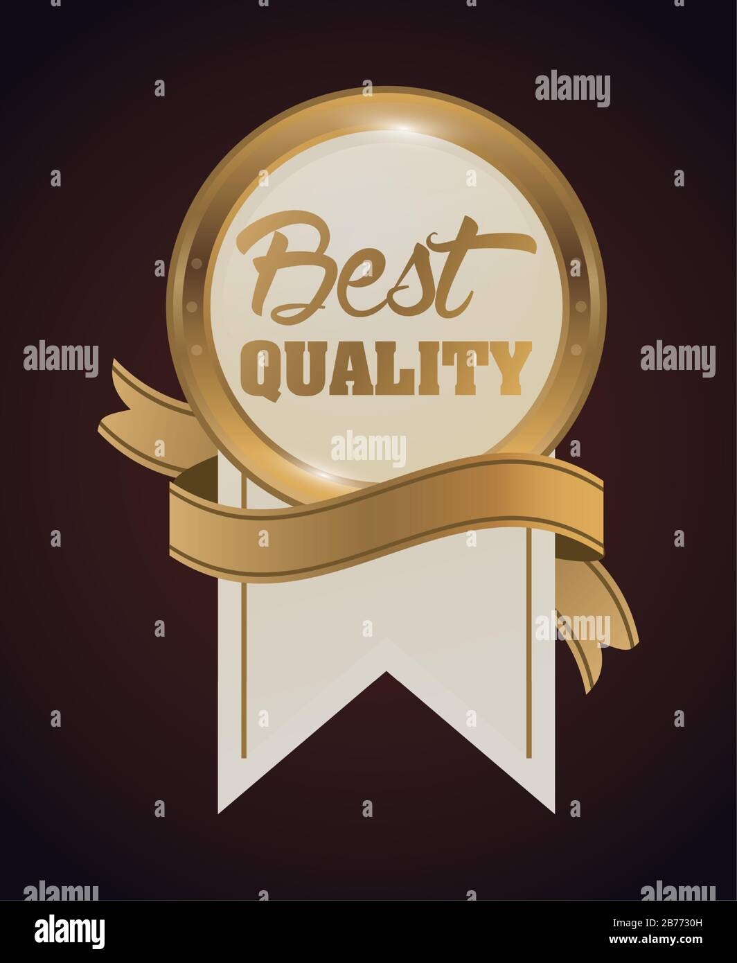 circular badge golden emblem with ribbon Stock Vector Image & Art - Alamy