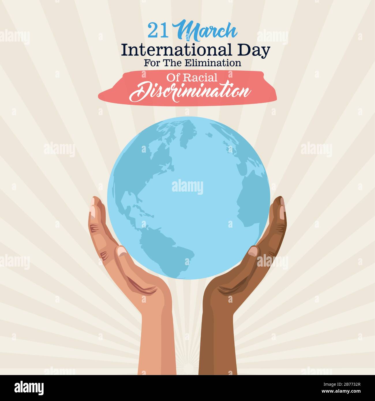 stop racism international day poster with interracial hands lifting ...