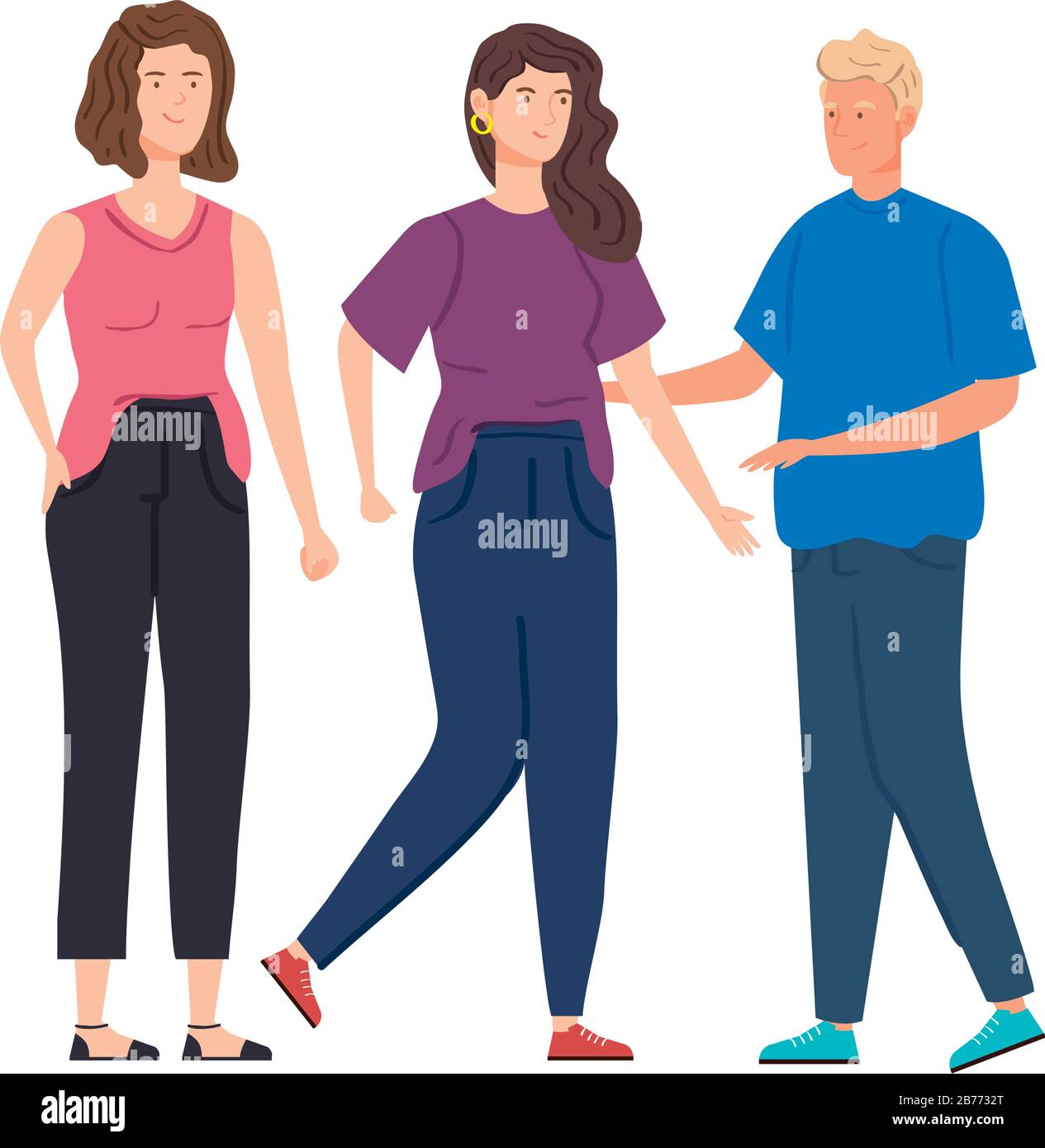 group beautiful women and man avatar characters Stock Vector Image ...