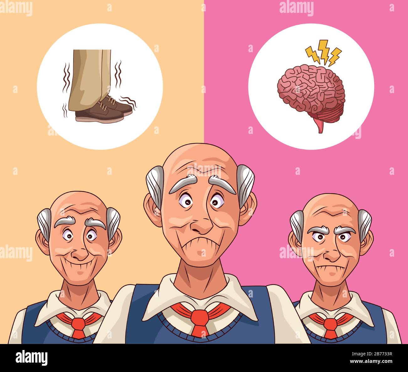 old men patients of alzheimer disease thinking shoes and brain Stock ...