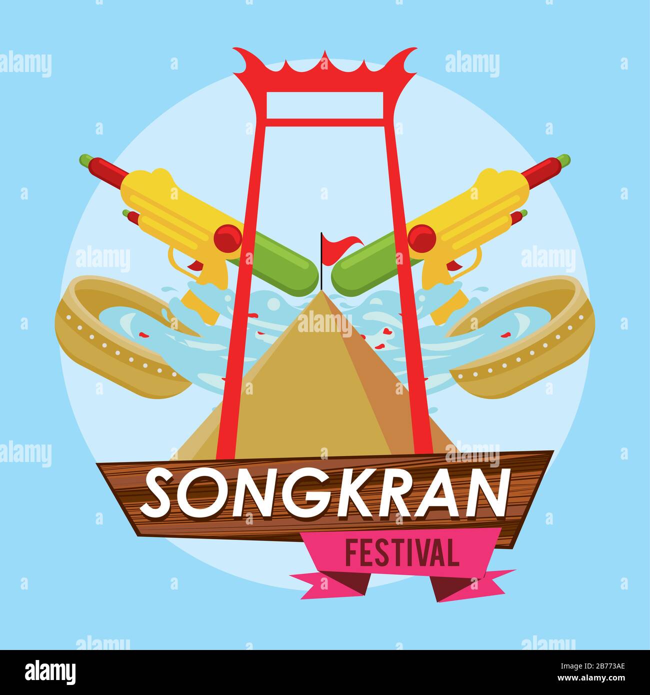 songkran celebration party with arch and water bowls Stock Vector Image ...