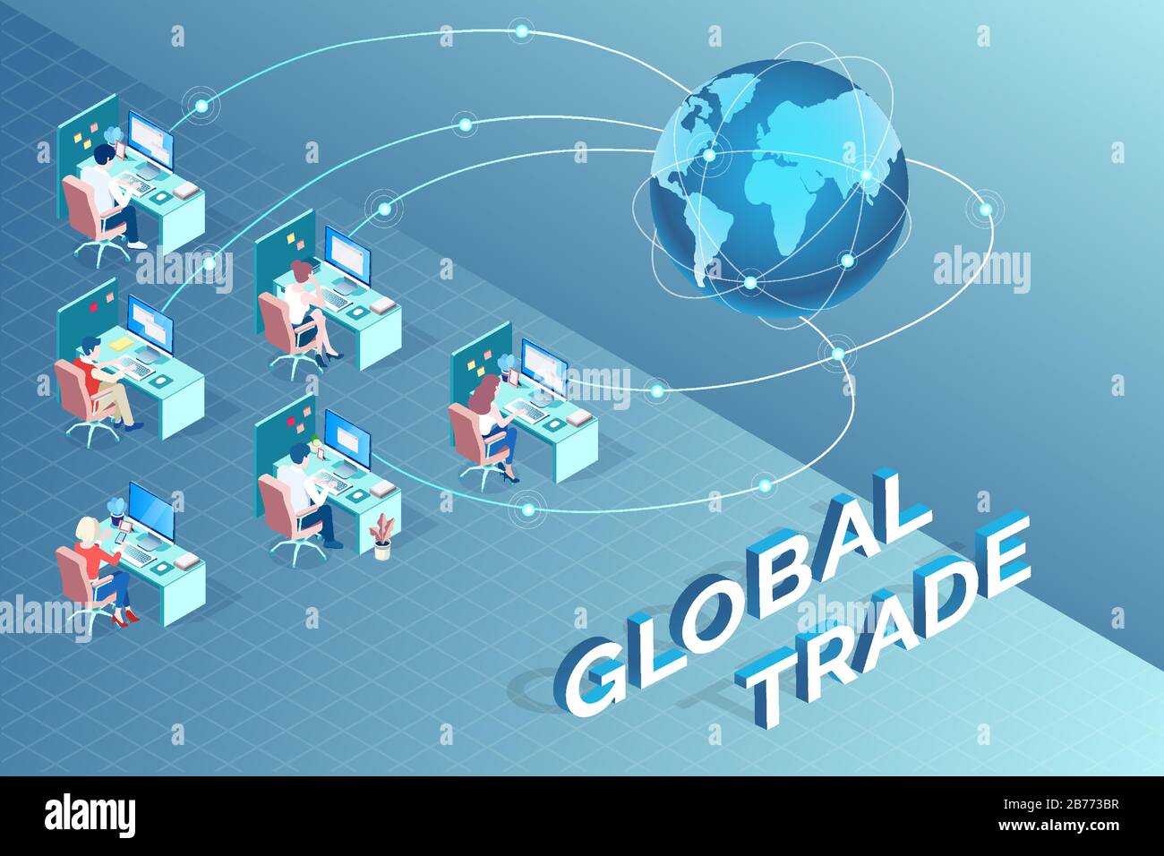 Vector of International group of business people communicating globally ...