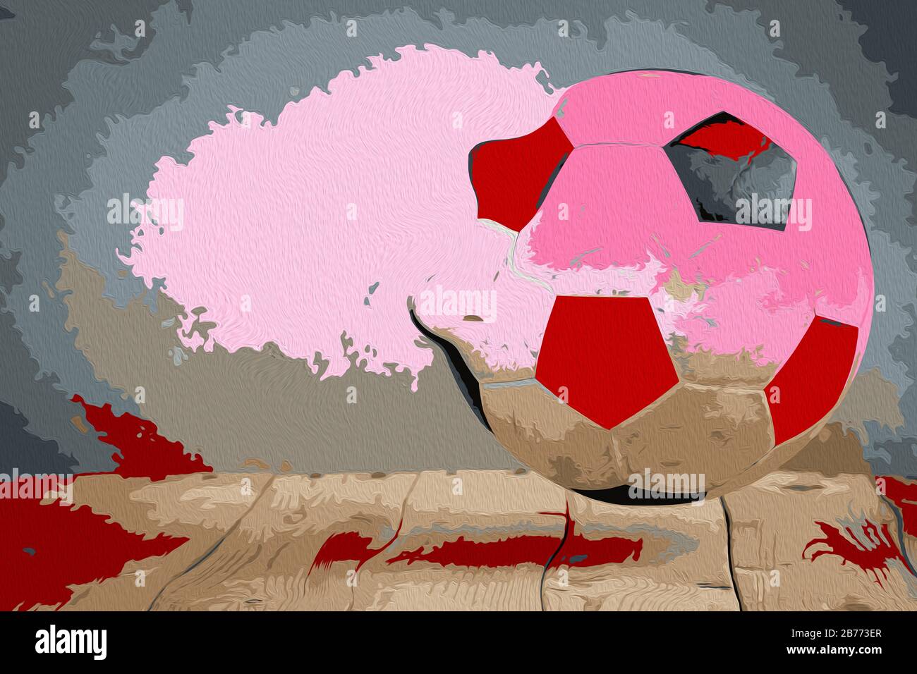 Abstract foot ball art with pink and red colors Stock Photo - Alamy