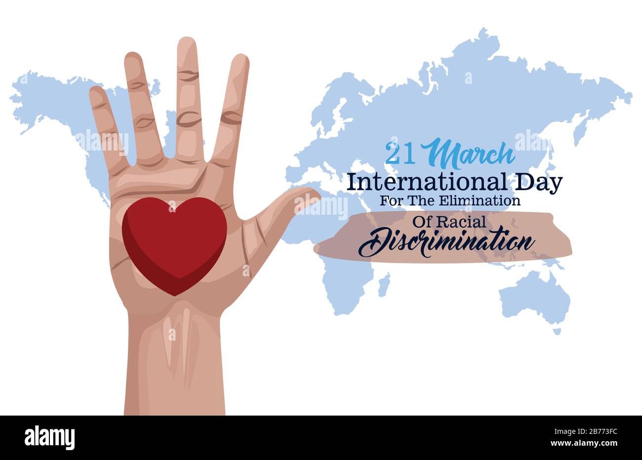 stop racism international day poster with hand and heart Stock Vector ...