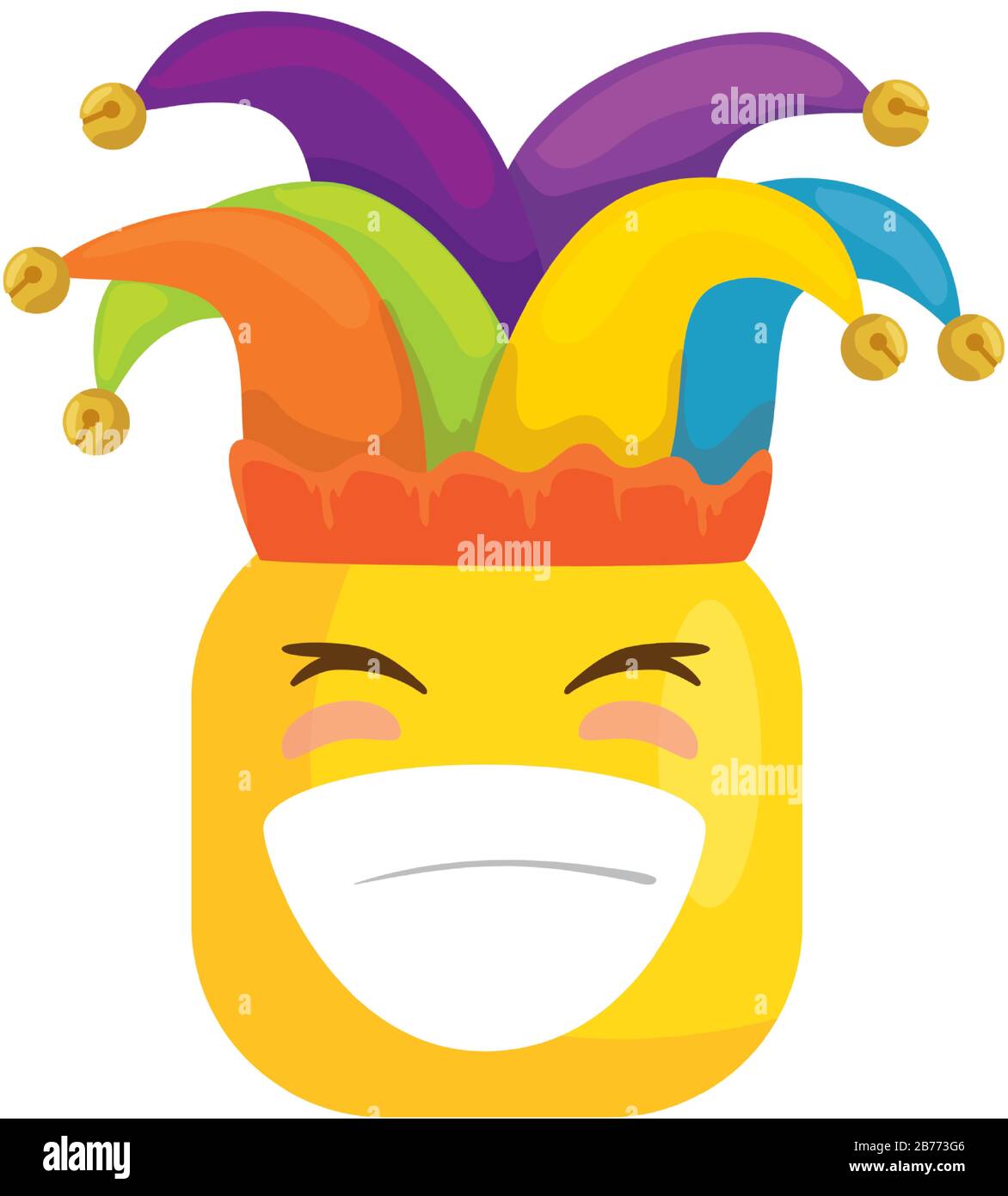 funny square emoticon smiling with hat buffon Stock Vector Image & Art ...