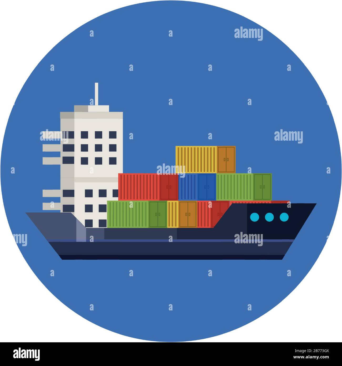 cargo ship transportation in frame circular Stock Vector Image & Art ...