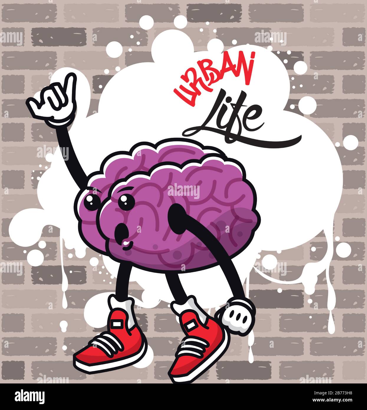 graffiti urban style poster with brain character Stock Vector Image ...