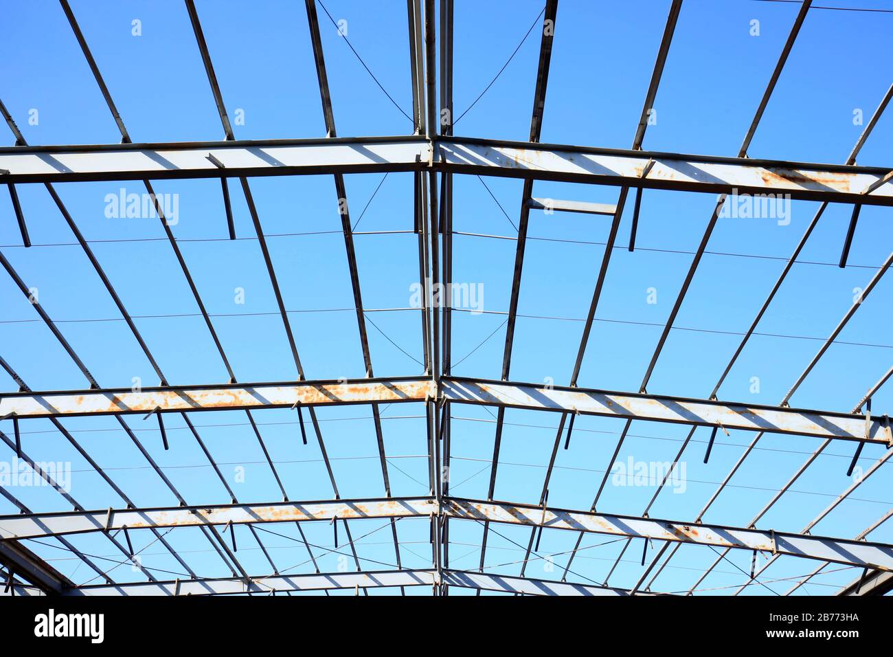 Steel frame structure at construction site Stock Photo - Alamy