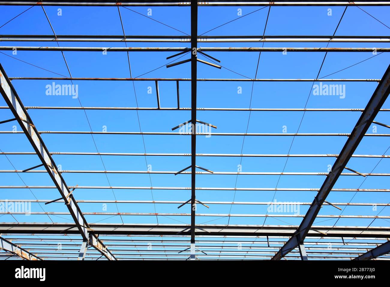 Steel frame structure at construction site Stock Photo - Alamy
