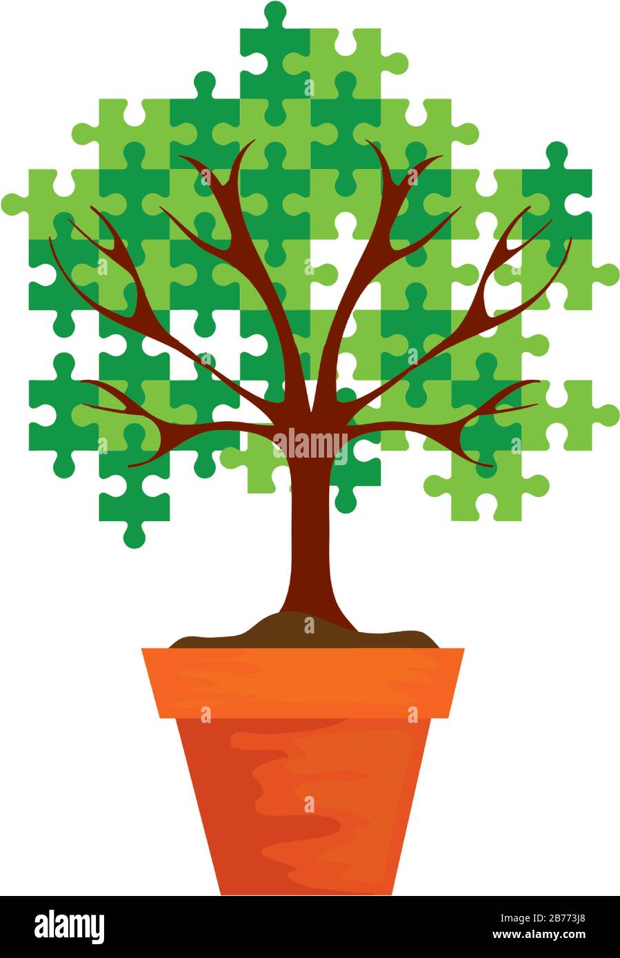tree of puzzle pieces in pot plant Stock Vector Image & Art - Alamy