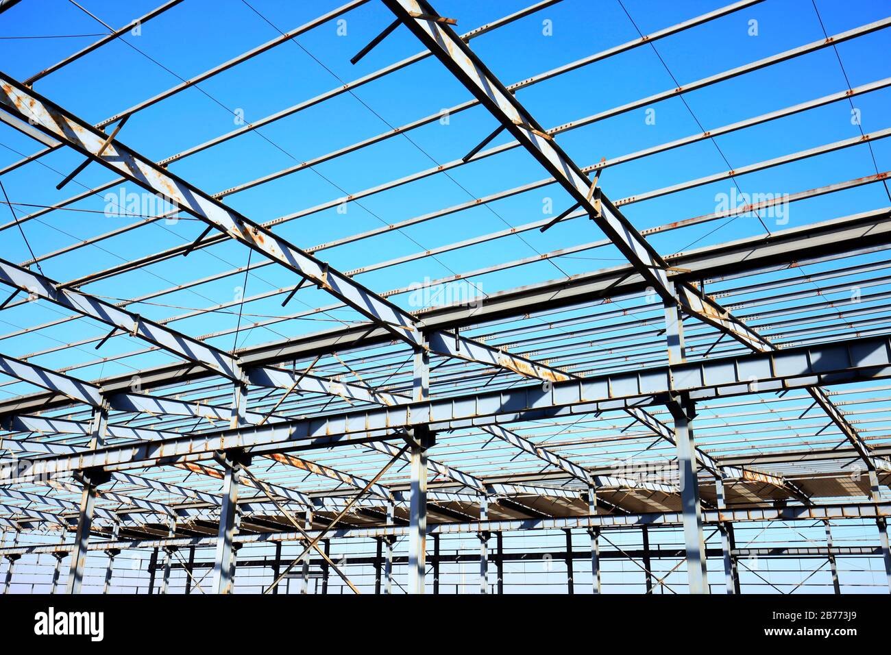 Steel frame structure at construction site Stock Photo - Alamy