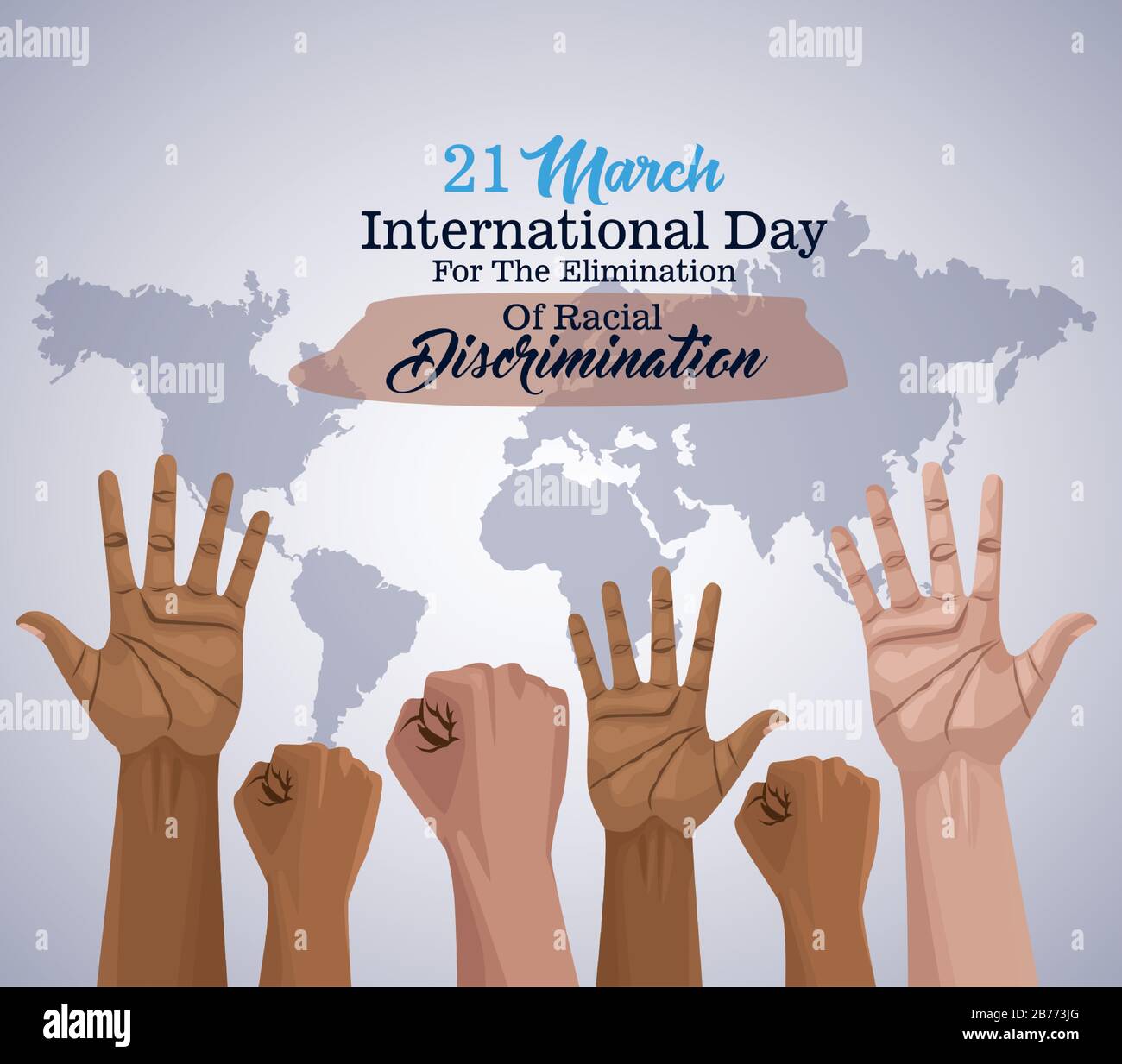 stop racism international day poster with hands and planet earth Stock ...