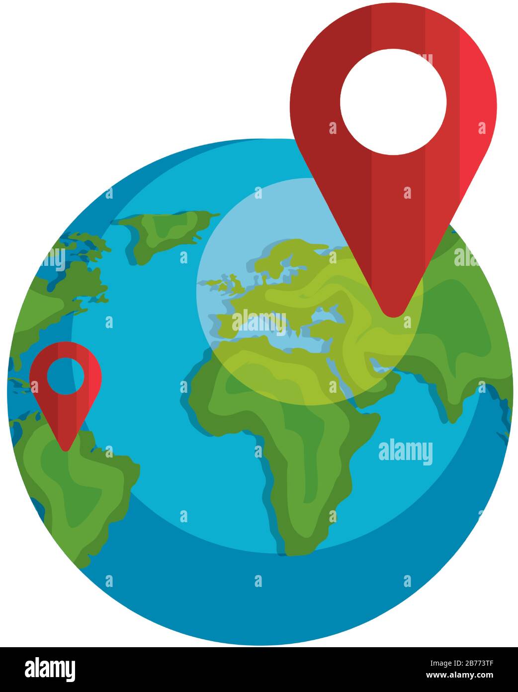 world planet earth with pin pointer location isolated icon Stock Vector ...