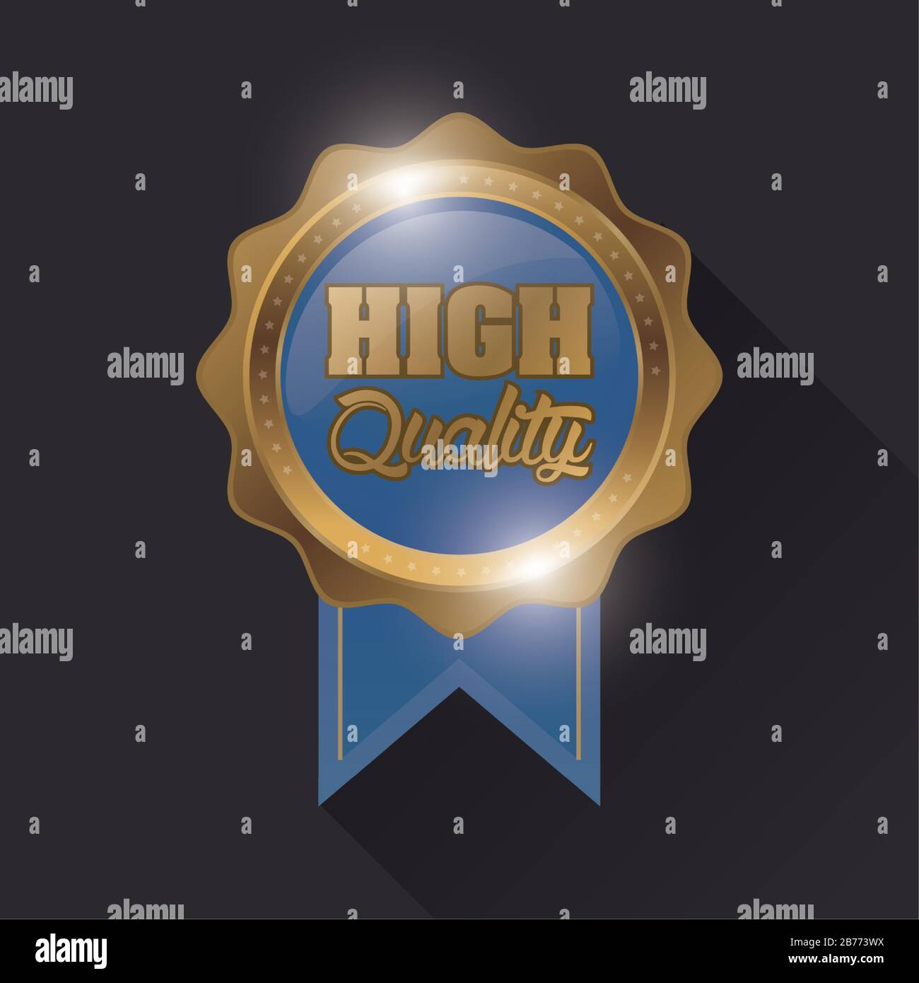 circular badge golden emblem with ribbon Stock Vector Image & Art - Alamy