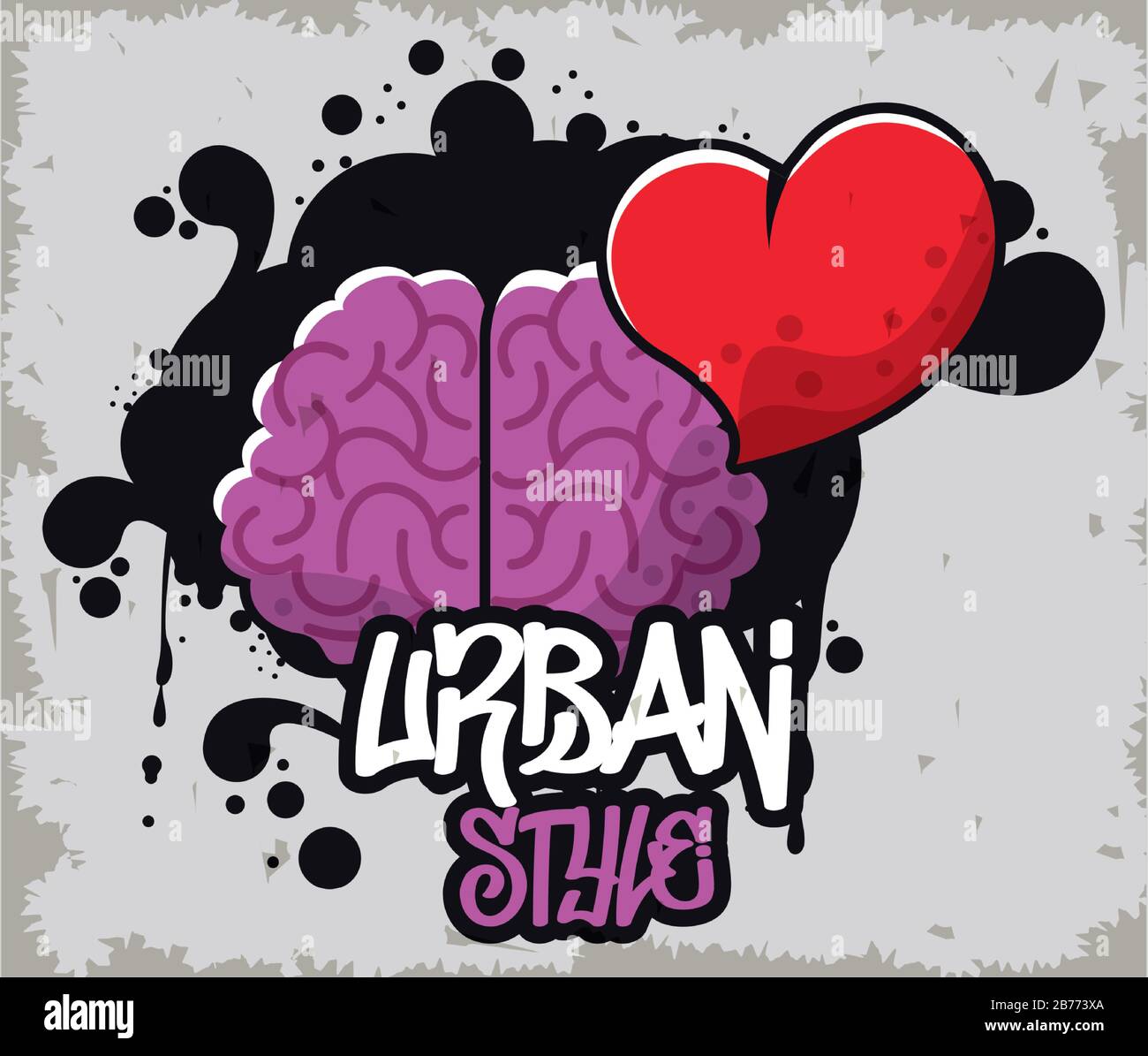 graffiti urban style poster with brain and heart Stock Vector Image ...