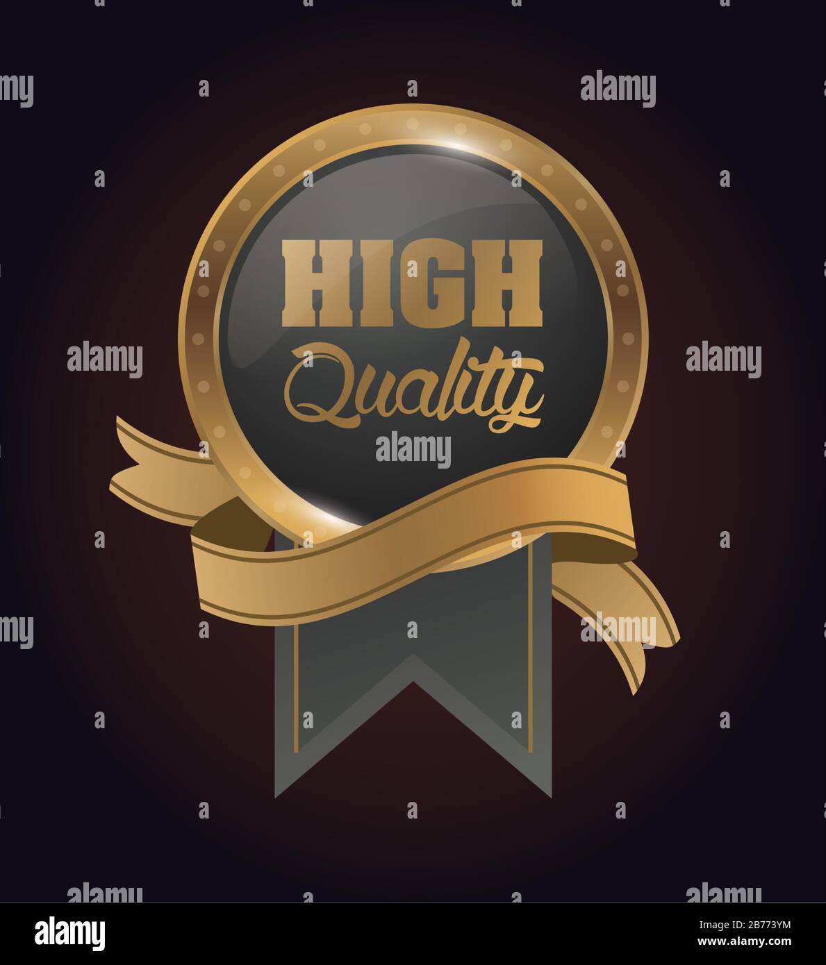 circular badge golden emblem with ribbon Stock Vector Image & Art - Alamy