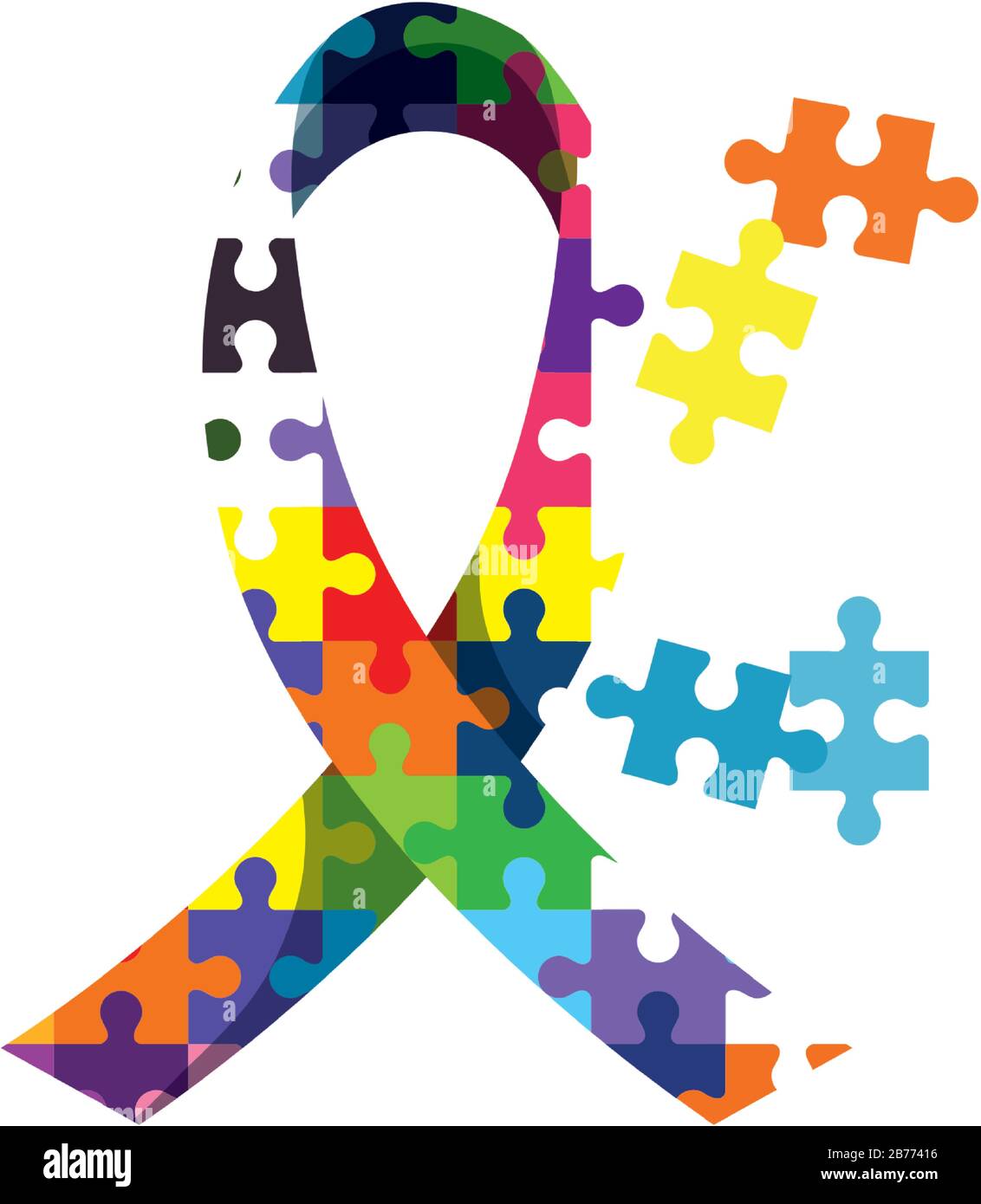 ribbon of puzzle pieces icon Stock Vector Image & Art - Alamy