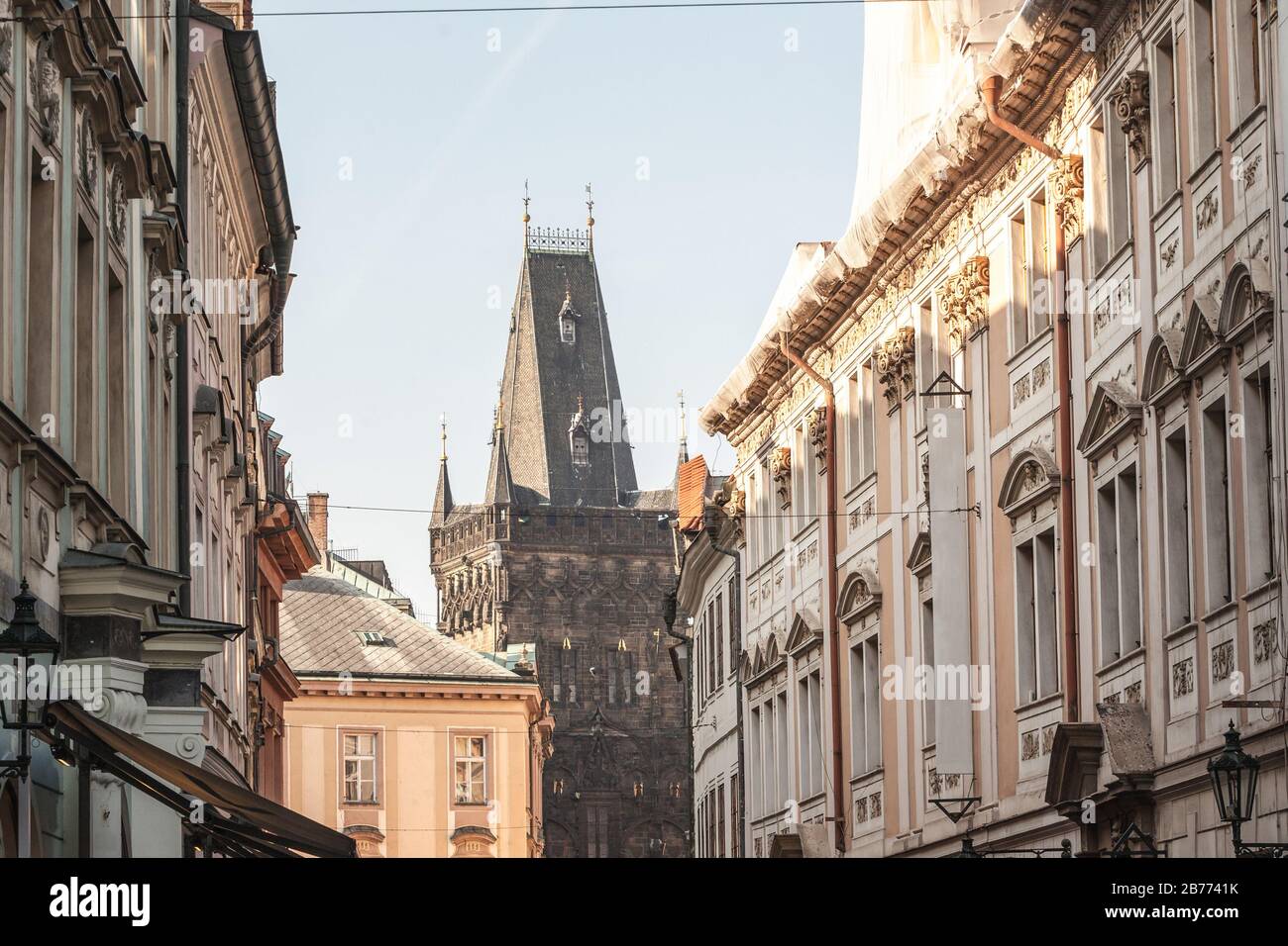 Powder tower, also called Prasna Brana, in Prague, Czech Republic ...