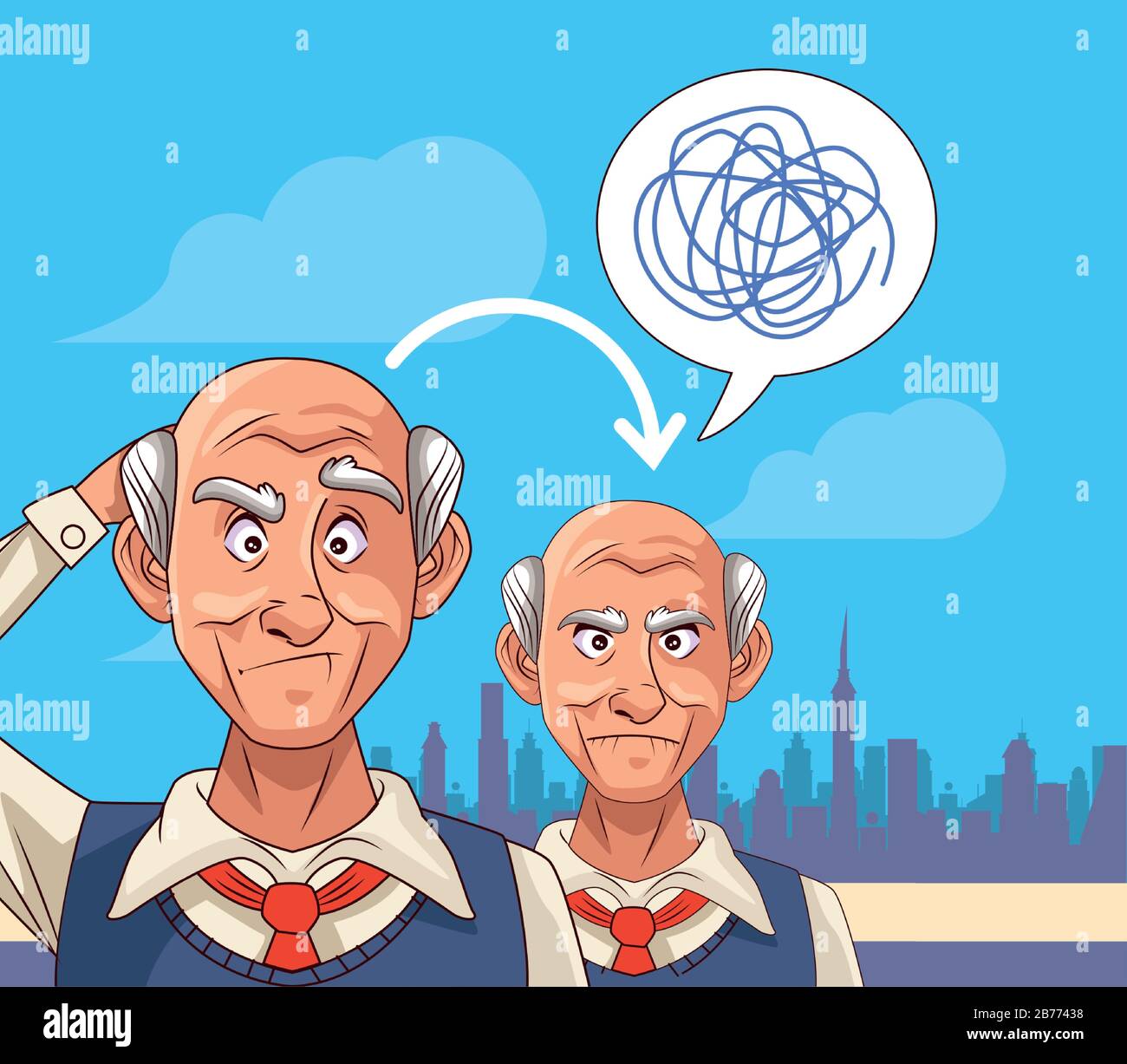 old men patients of alzheimer disease with scribble Stock Vector Image ...