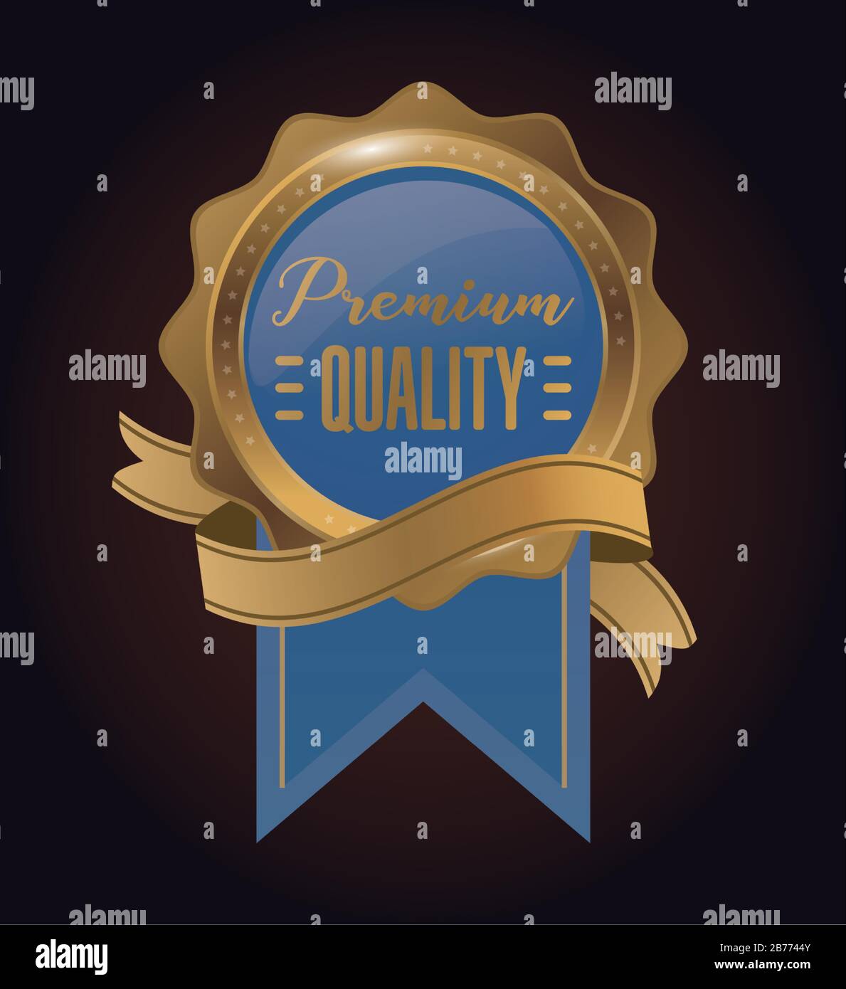 circular badge golden emblem with ribbon Stock Vector Image & Art - Alamy