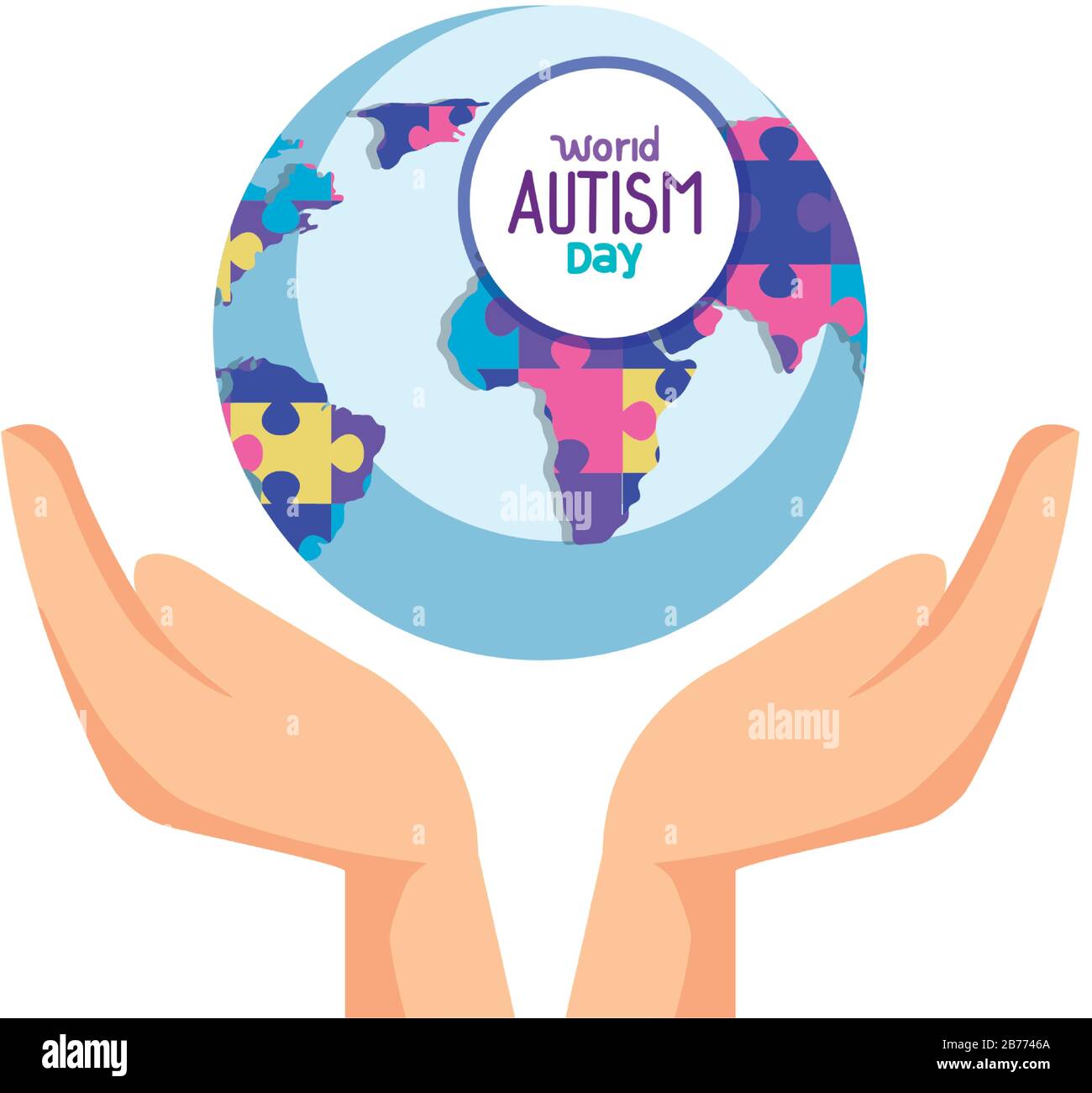 world autism day with hands and world planet Stock Vector Image & Art ...