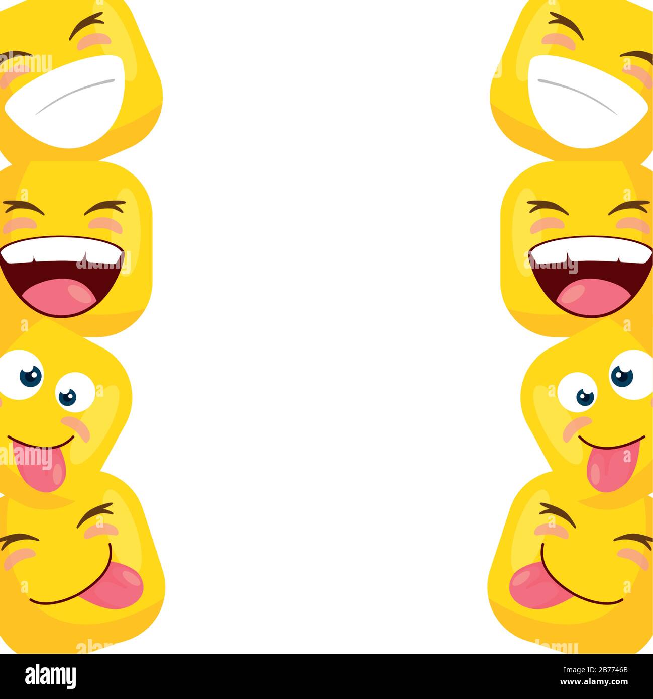 frame of funny square emoticons Stock Vector Image & Art - Alamy