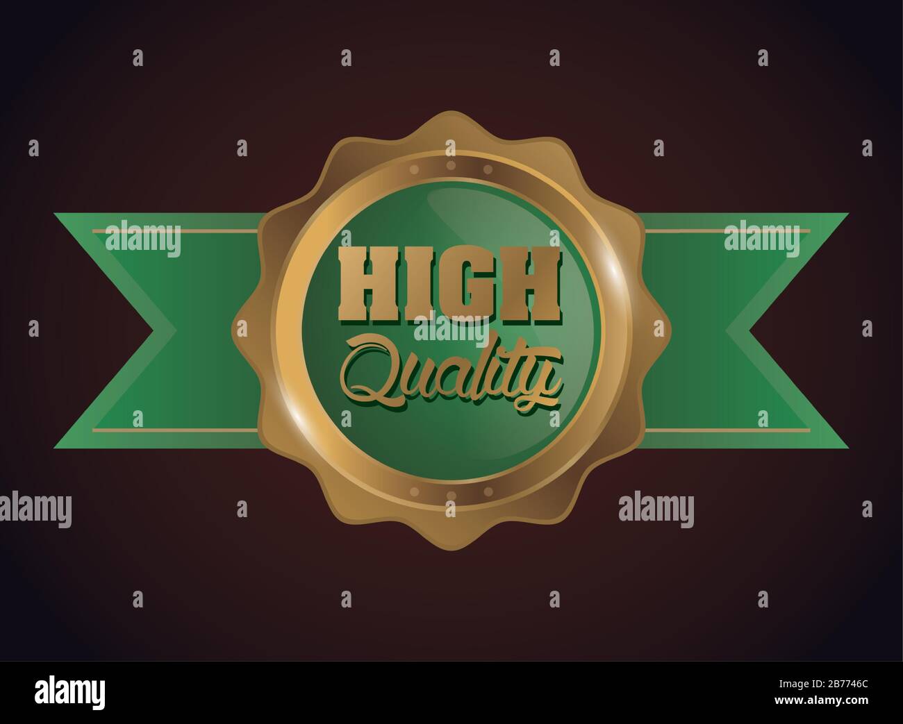 circular badge golden emblem with ribbon Stock Vector Image & Art - Alamy