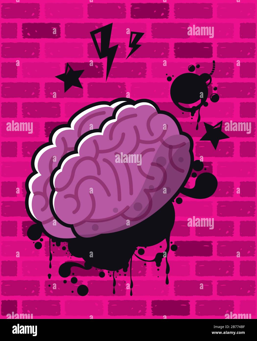 graffiti urban style poster with brain Stock Vector Image & Art - Alamy