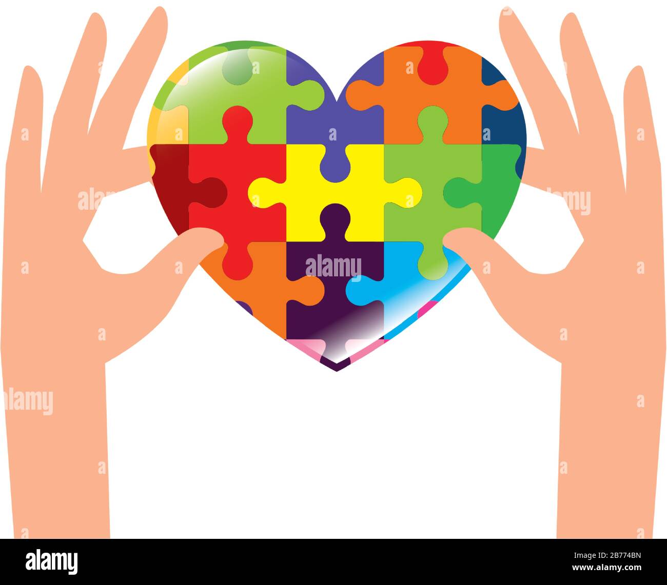 hands with heart of puzzle pieces icon Stock Vector Image & Art - Alamy
