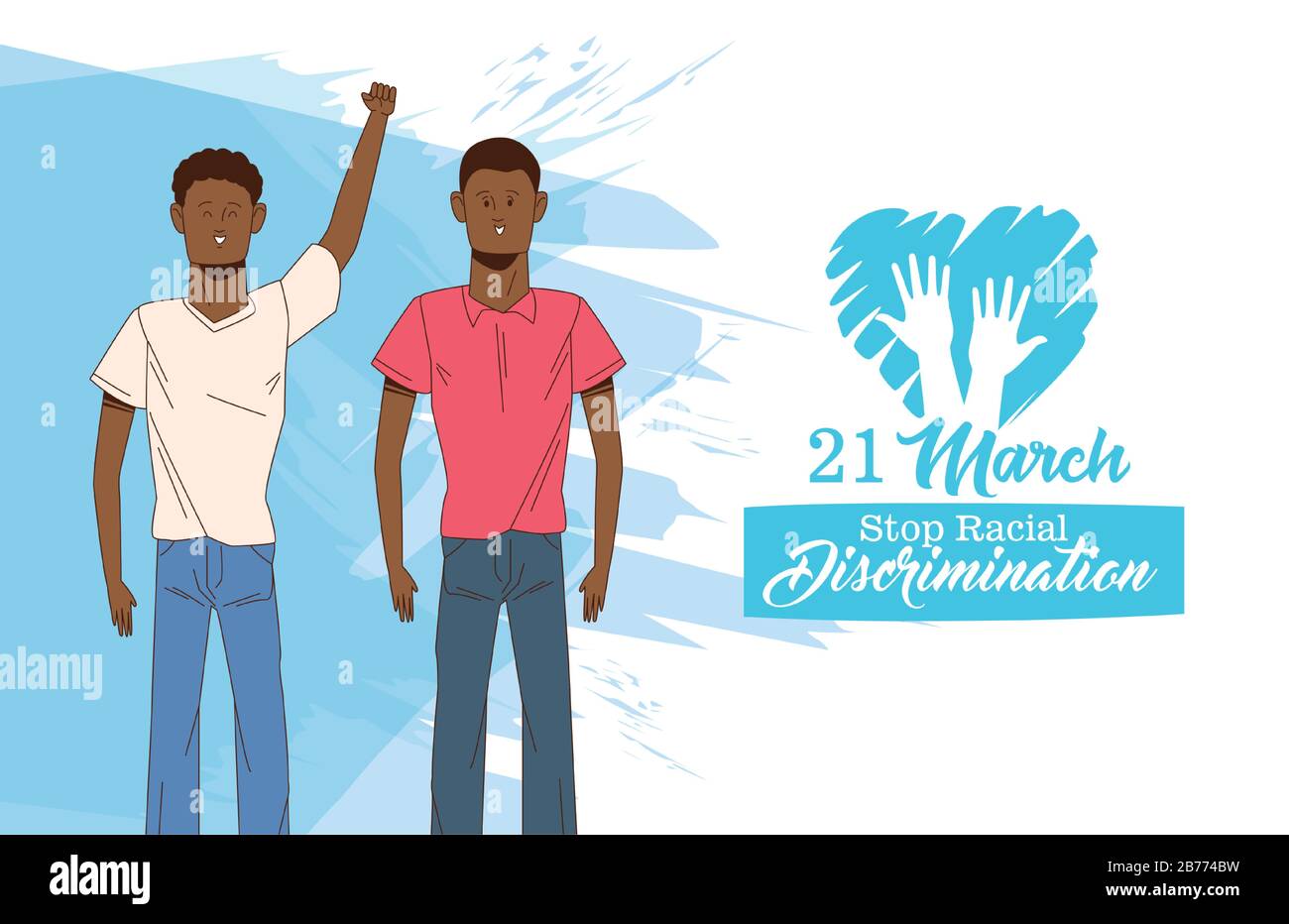 stop racism international day poster with afro men couple Stock Vector ...