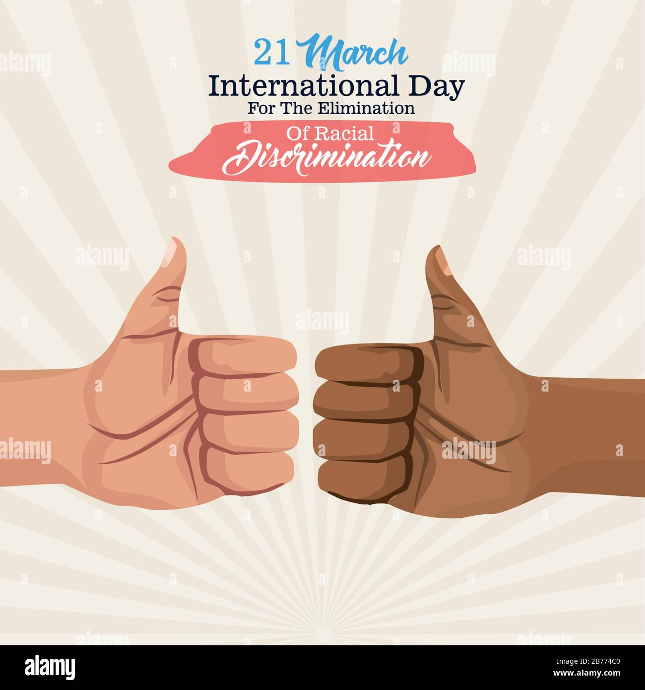 stop racism international day poster with interracial hands fist Stock ...