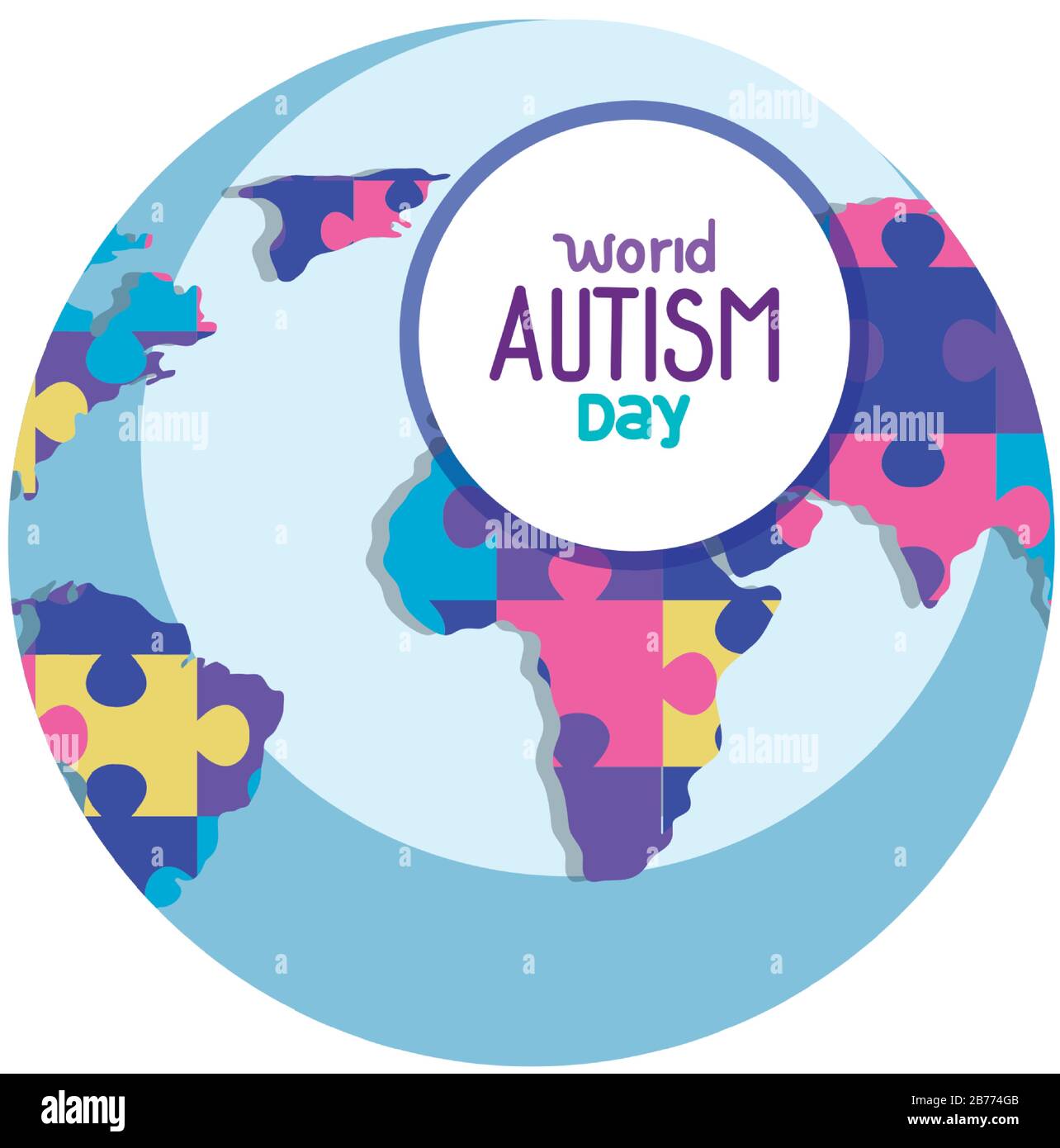 world autism day with world planet and puzzle pieces Stock Vector Image ...