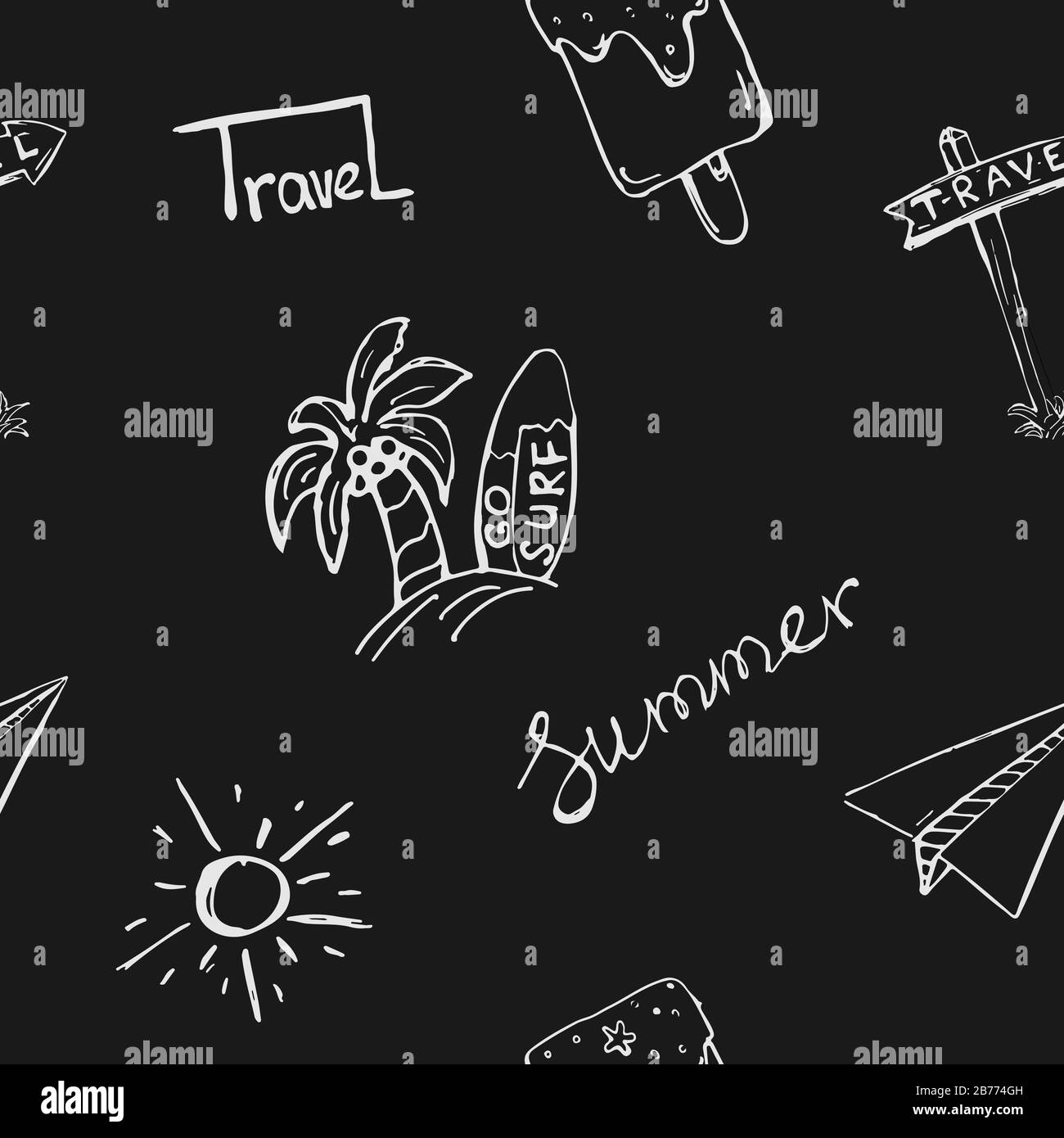 Seamless pattern cartoon doodle Black and White Stock Photos & Images ...