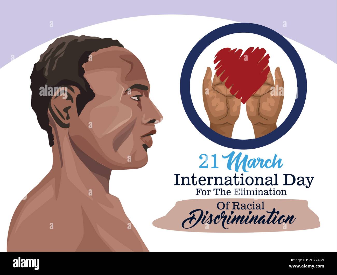 stop racism international day poster with afro man profile Stock Vector ...