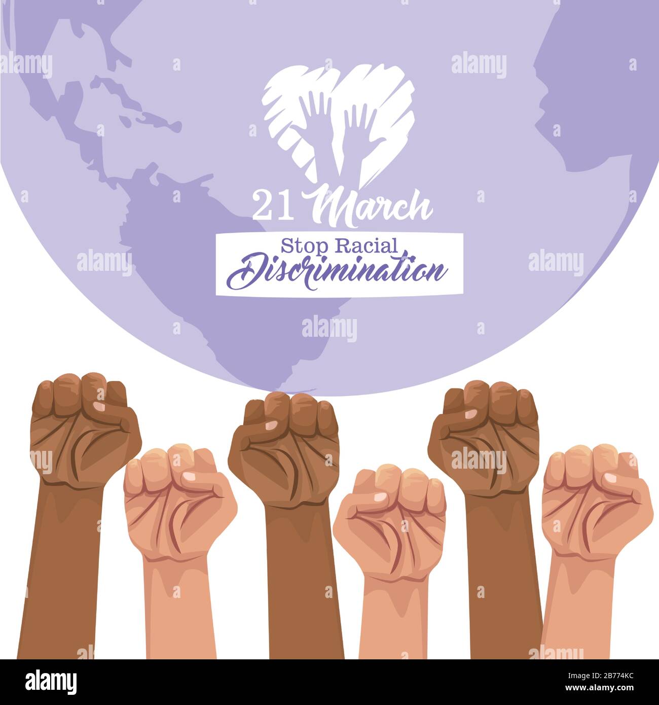 stop racism international day poster with hands and planet earth Stock ...