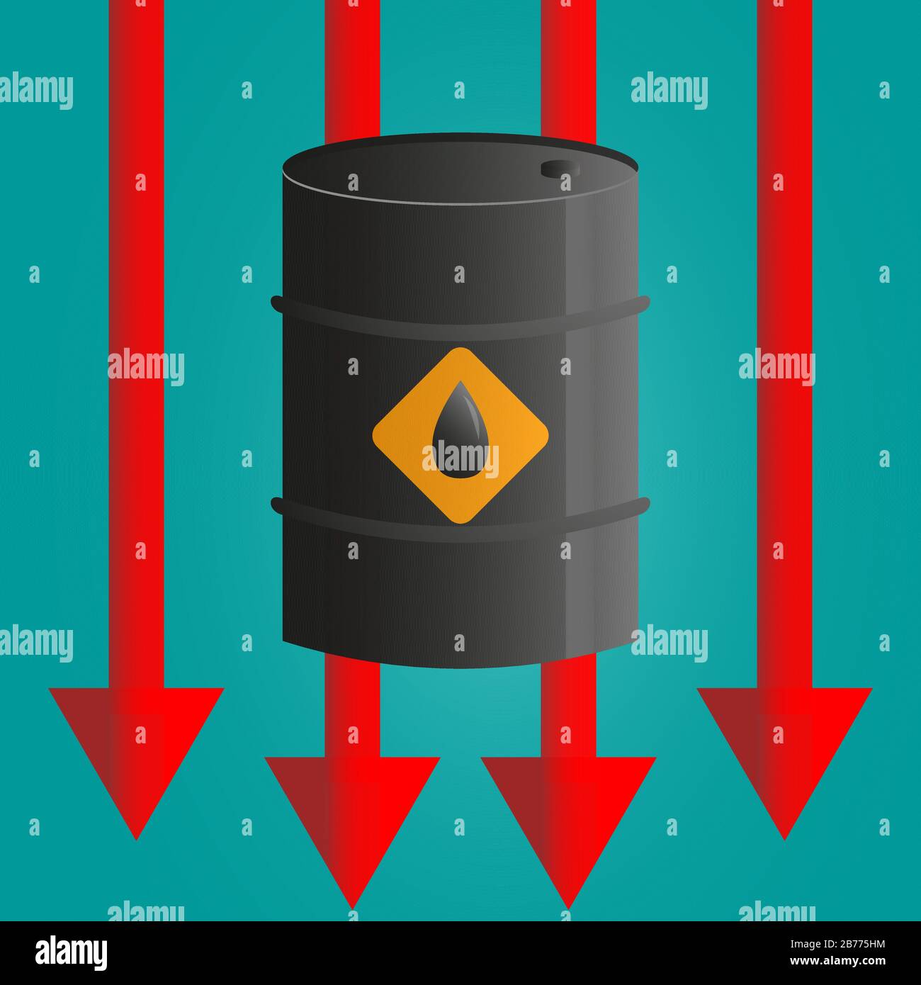 Oil Barrels And Red Arrow Down, Price Fall Concept Background Stock ...