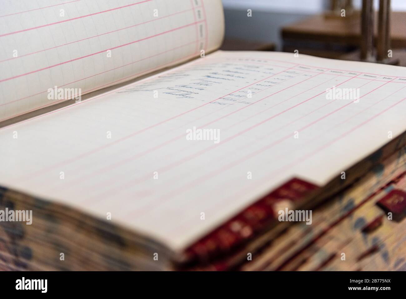 Antique handwritten accounting book of an old and inexistent business ...