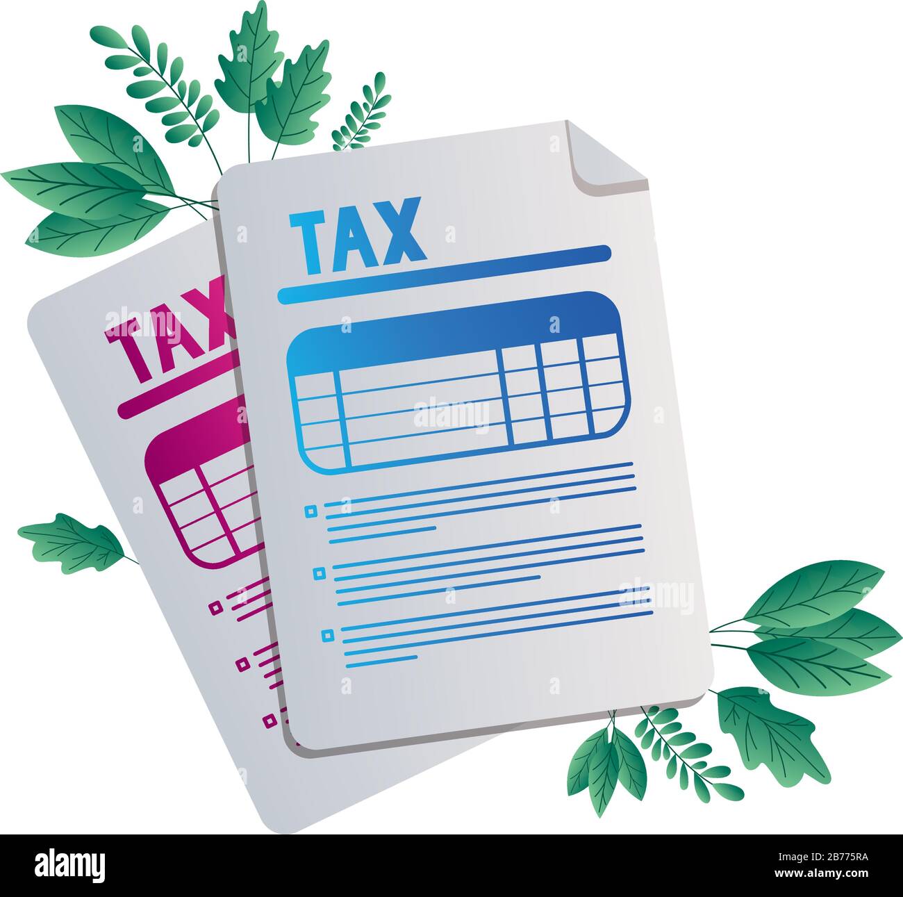 Isolated tax documents and leaves vector design Stock Vector Image ...