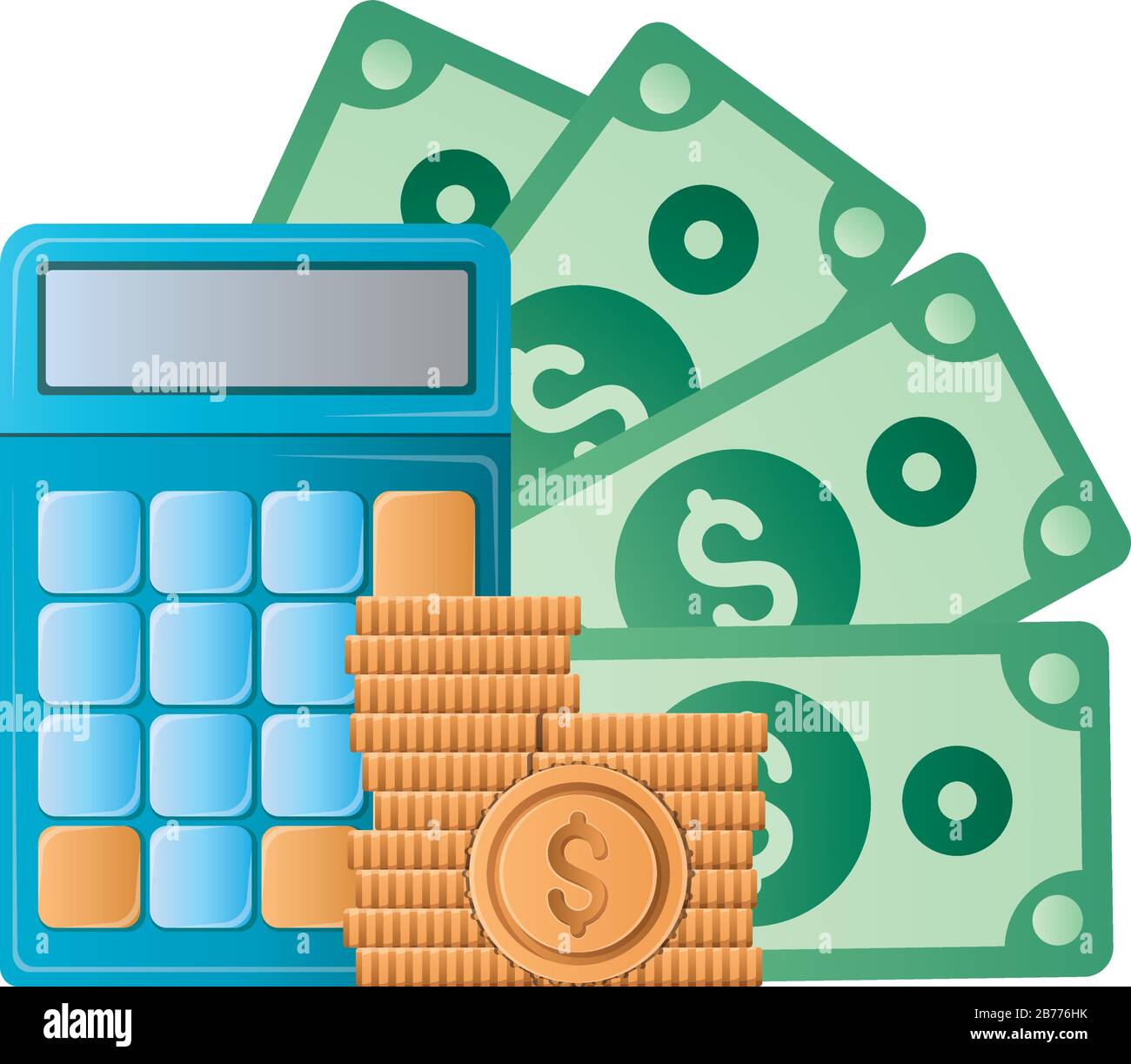 Isolated calculator coins and bills vector design Stock Vector Image ...