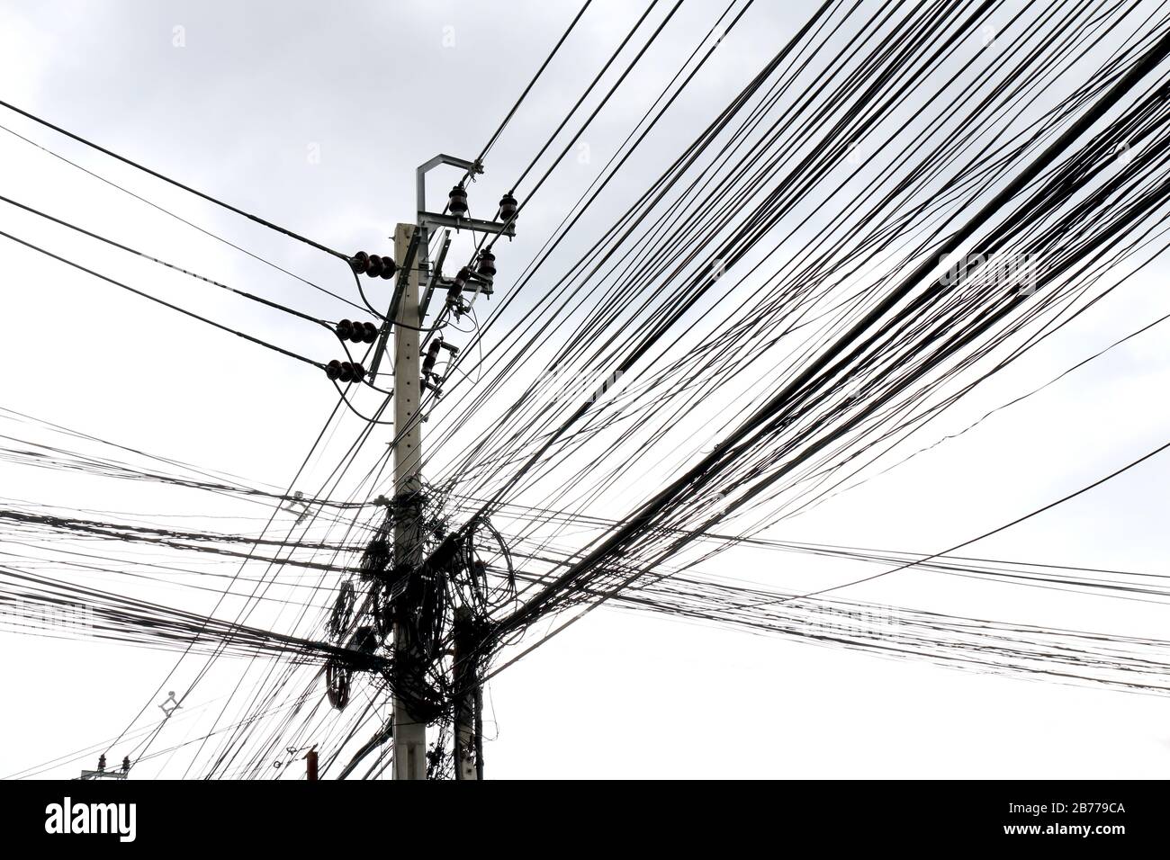 White space isolated background of Tangle wire on road, wire in ...