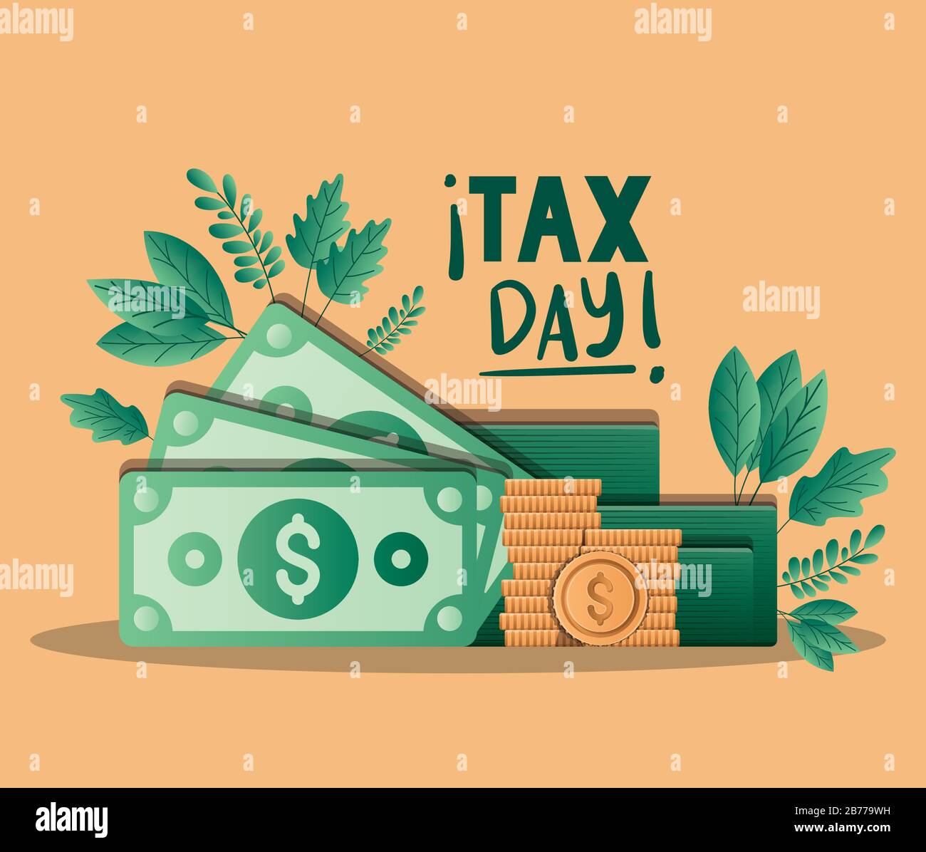 tax day bills and coins vector design Stock Vector Image & Art - Alamy