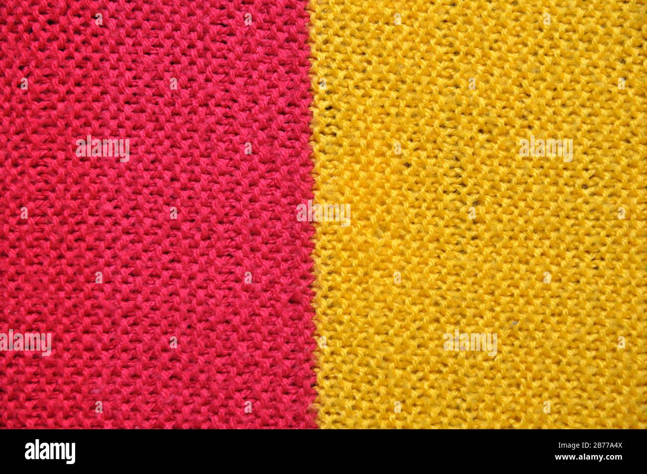 Fibrous texture of woolen fabric. Yellow and red. Background, texture ...