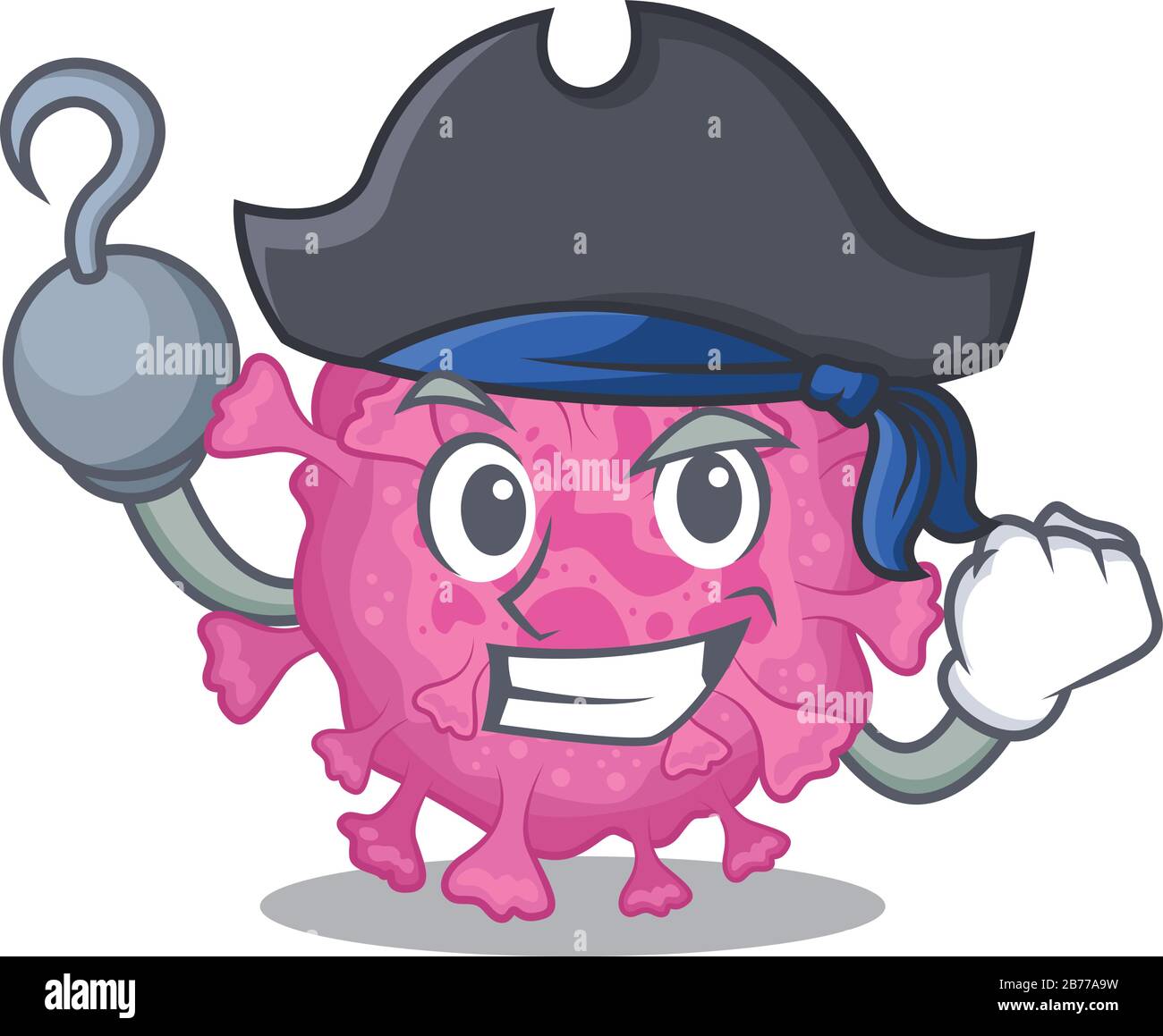 Cool corona virus organic in one hand Pirate cartoon design style with ...